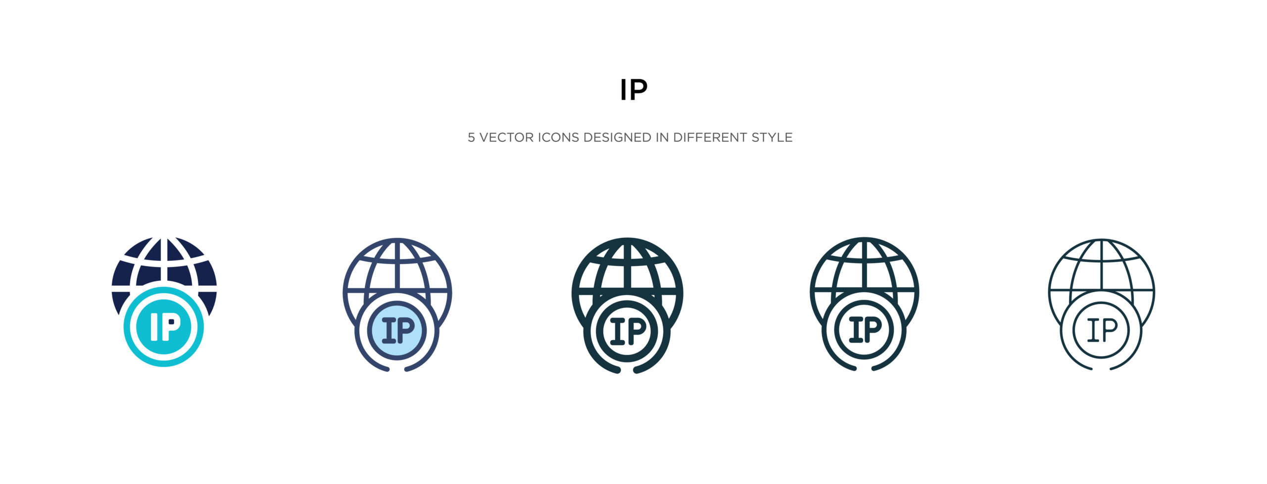 ip icon in different style vector illustration. two colored and black ...